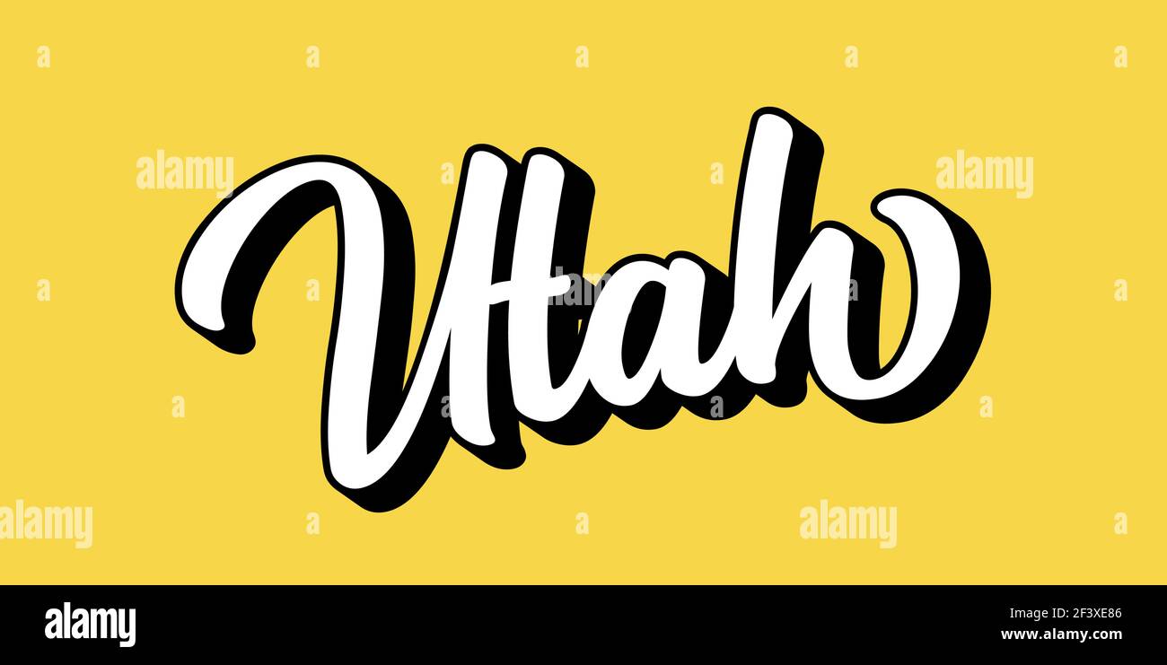 Hand sketched UTAH text. 3D vintage, retro lettering for poster ...