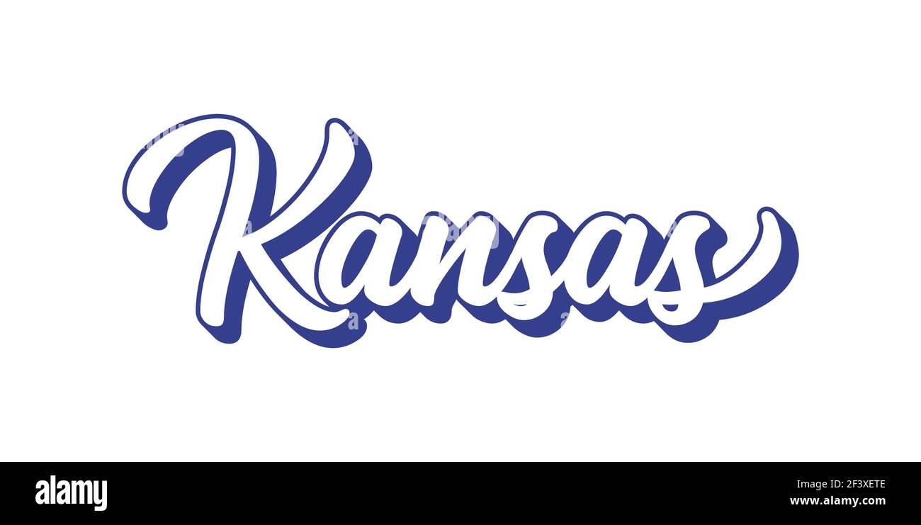 Hand sketched KANSAS text. 3D vintage, retro lettering for poster ...