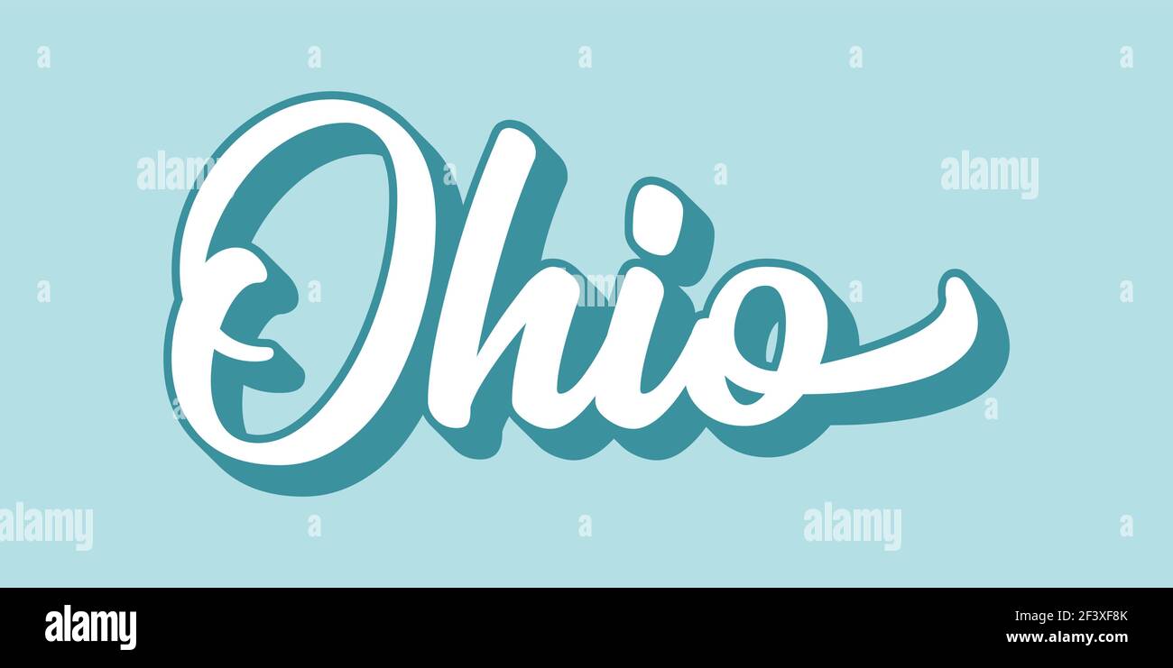 Hand sketched OHIO text. 3D vintage, retro lettering for poster ...