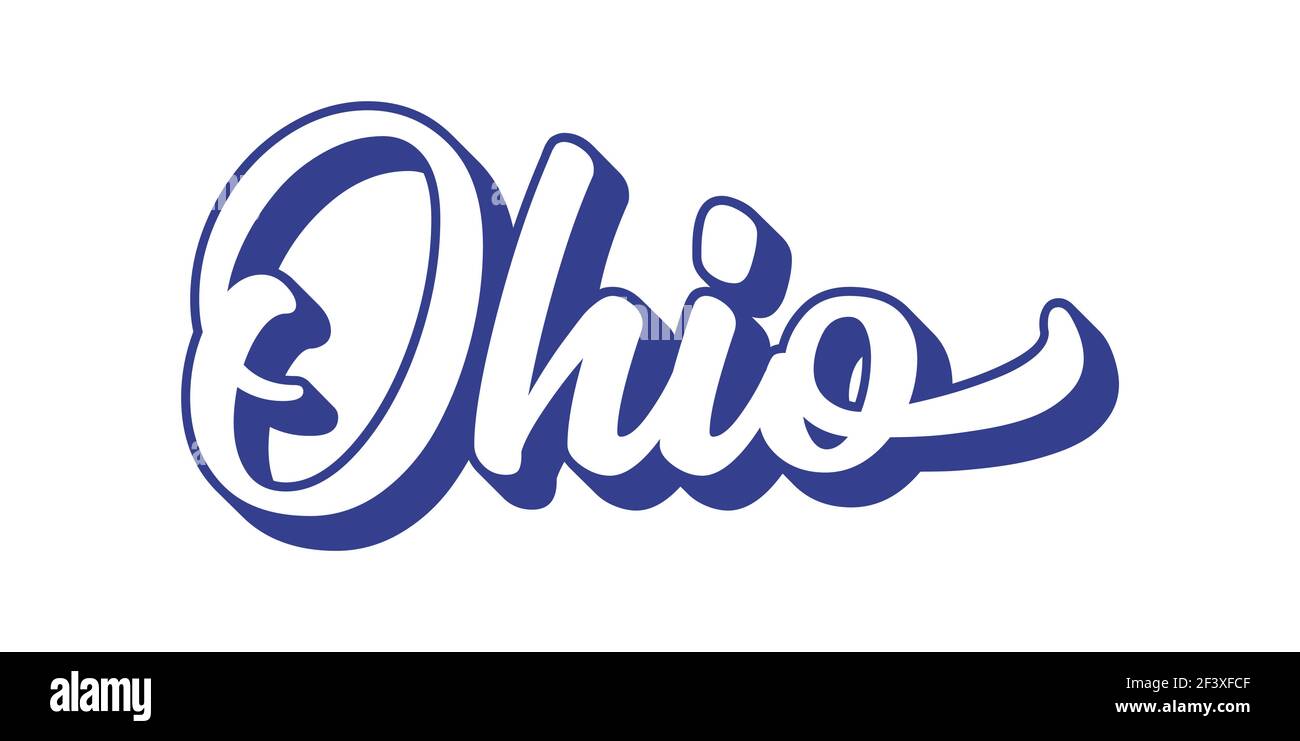 Hand sketched OHIO text. 3D vintage, retro lettering for poster ...
