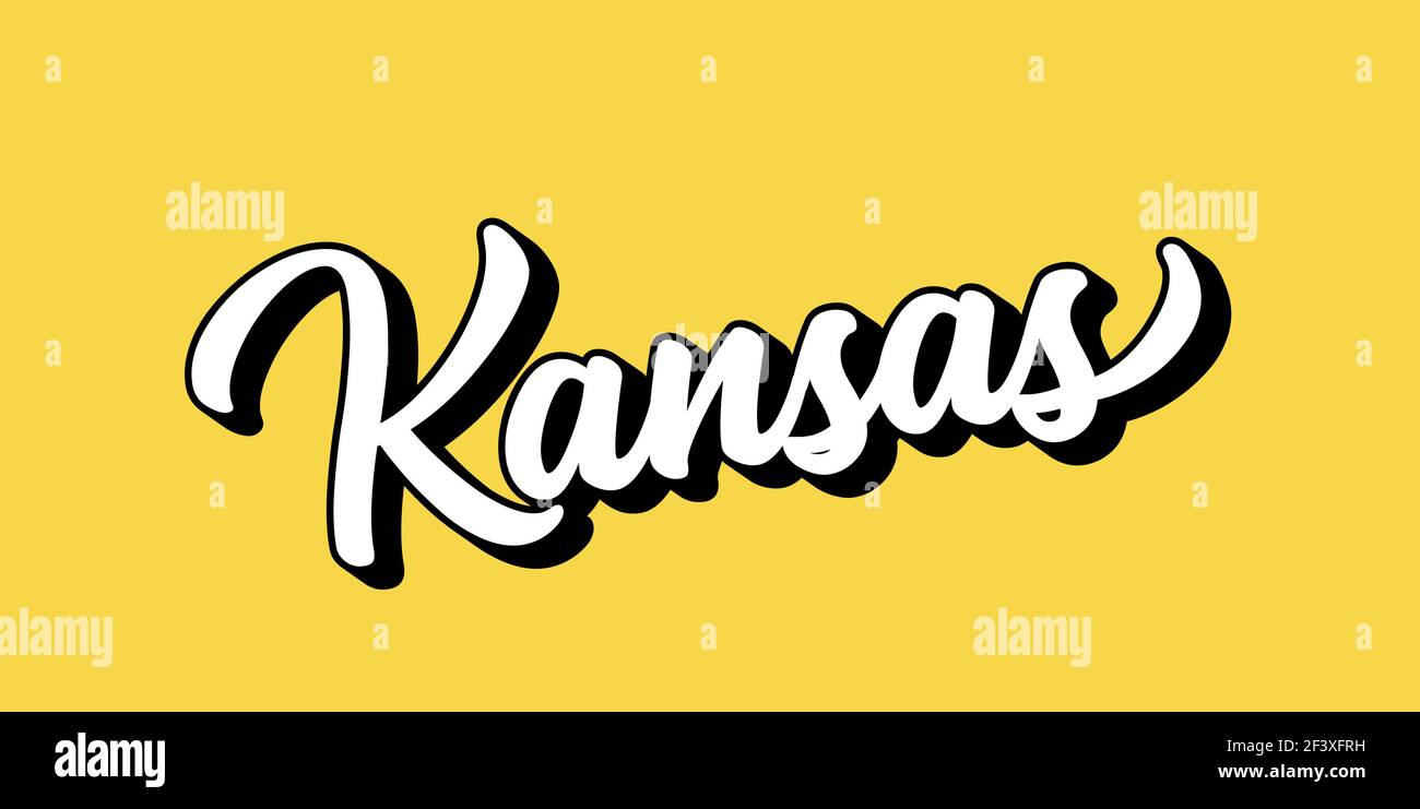 Hand sketched KANSAS text. 3D vintage, retro lettering for poster ...