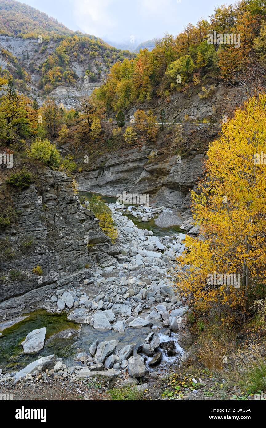 Mountain landscape with part of Haliacmon river on Mount Gramos in ...
