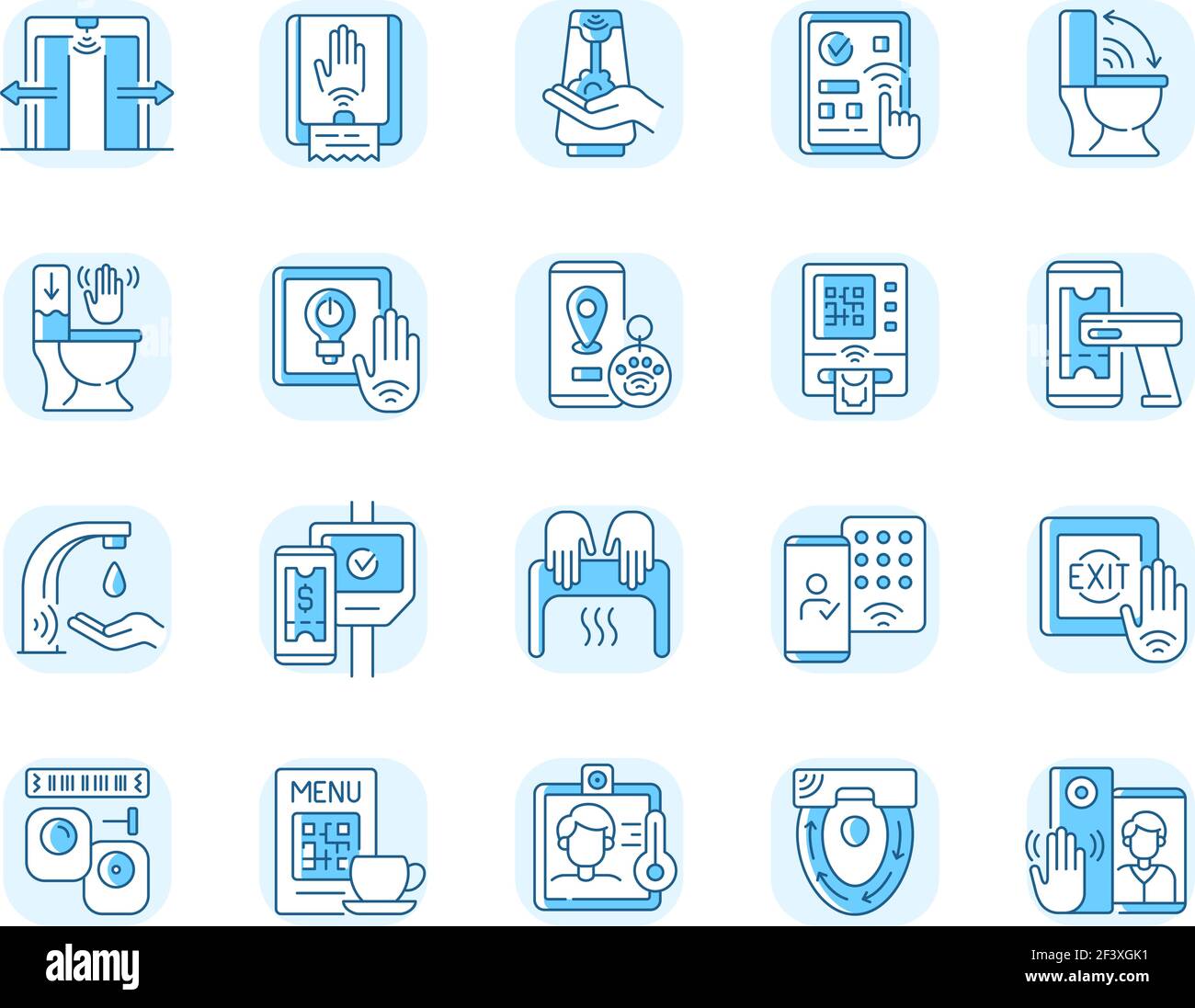 Contactless technology blue RGB color icons set Stock Vector Image ...