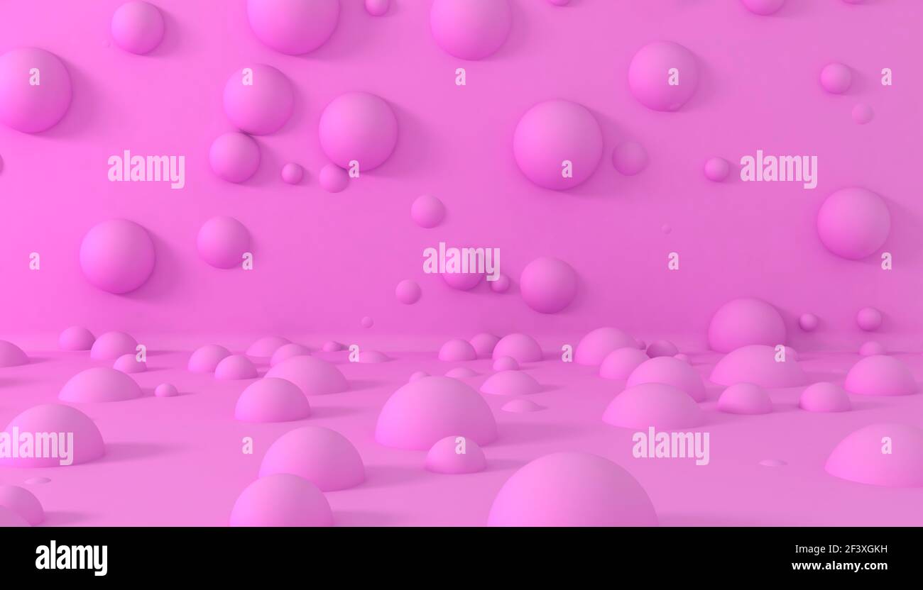 Abstract 3d rendering composition with pink spheres. Modern background ...
