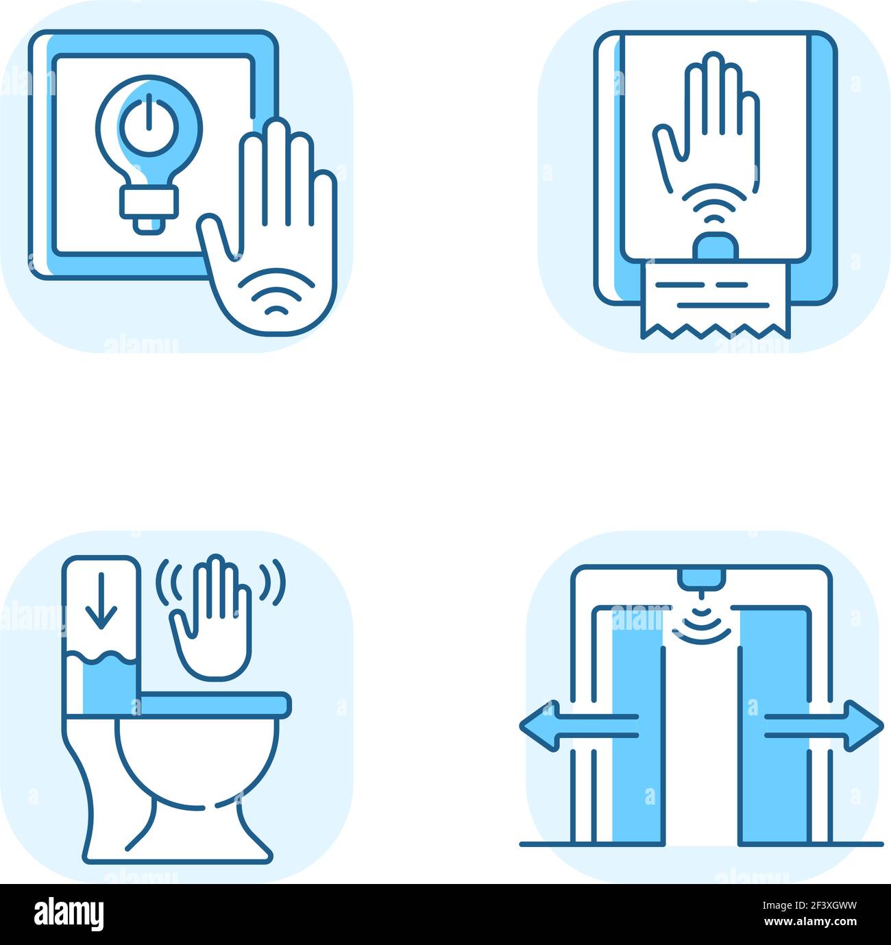 Contactless technology blue RGB color icons set Stock Vector Image ...