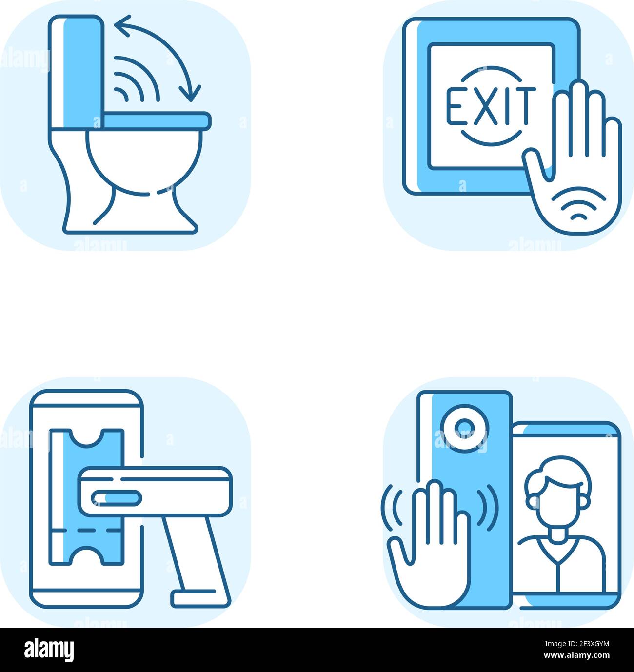 Contactless technology blue RGB color icons set Stock Vector Image ...