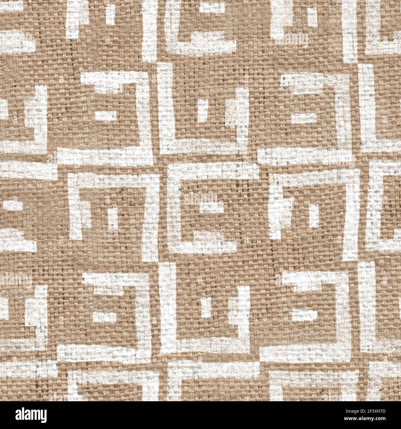 Seamless burlap with white paint pattern overlay Stock Photo - Alamy