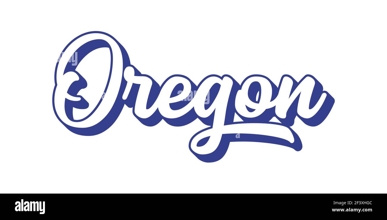 Hand sketched OREGON text. 3D vintage, retro lettering for poster ...