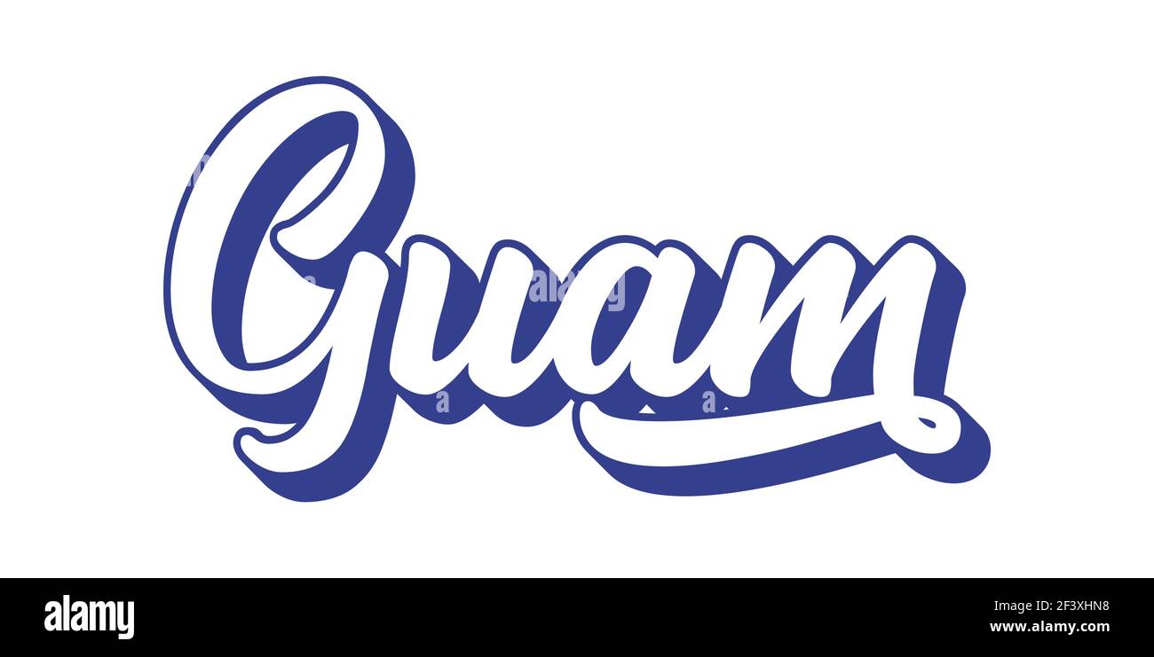 Hand sketched GUAM text. 3D vintage, retro lettering for poster ...