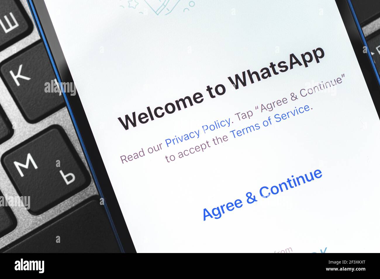 Kharkov, Ukraine - March 9, 2021: Welcome to Whatsapp title screen of ...