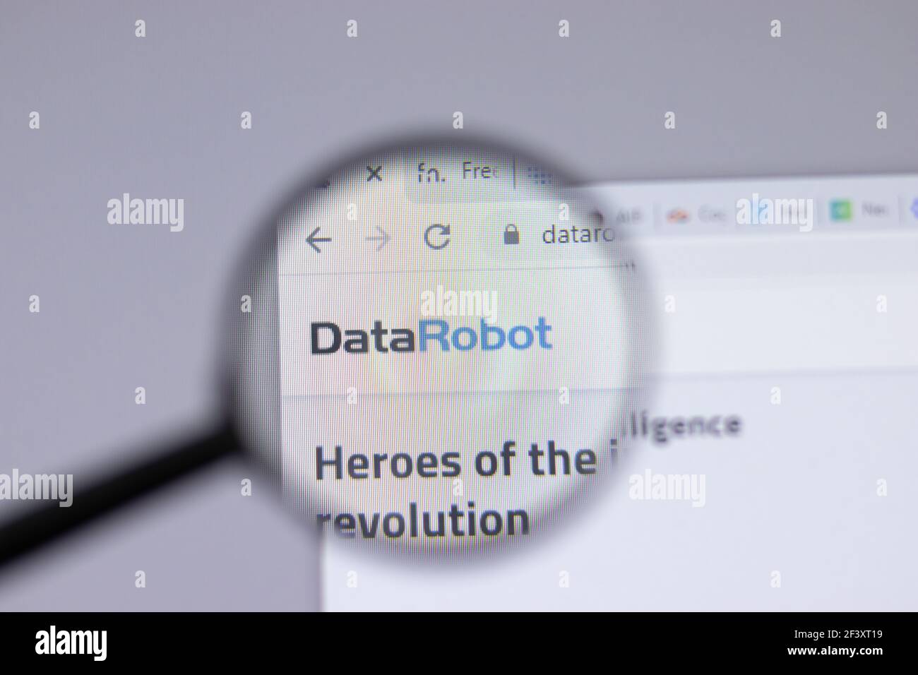 New York, USA - 18 March 2021: DataRobot company logo icon on website ...