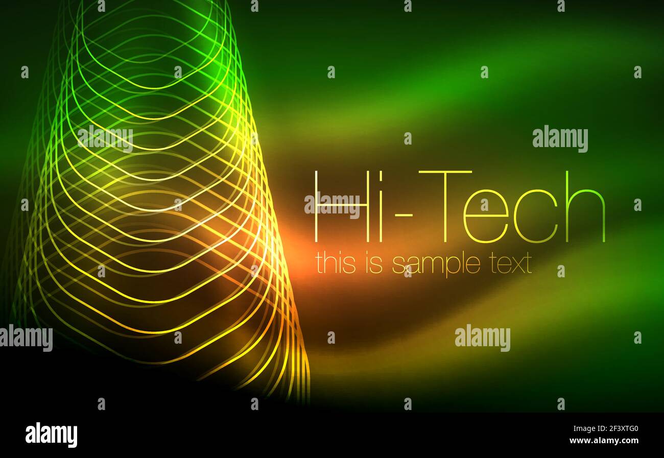 Outline hexagons, glowing geometric shapes, digital techno abstract ...