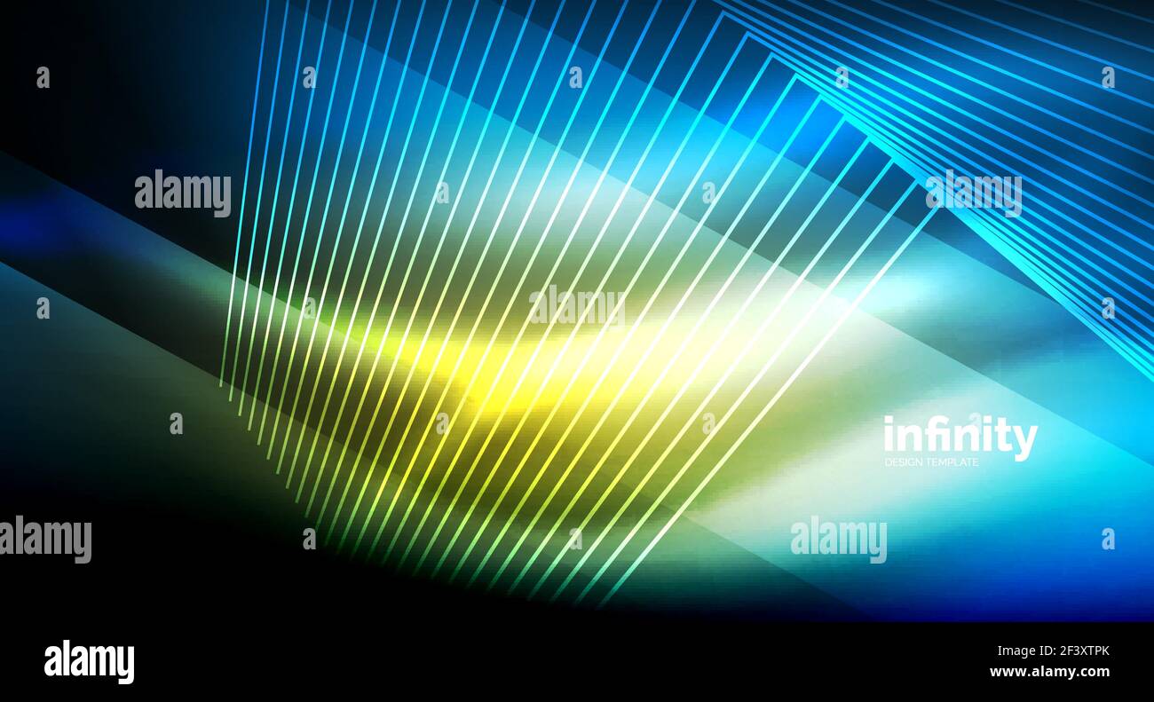 Shiny straight lines on dark background, techno digital modern template ...