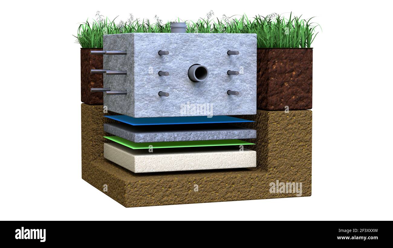 industrial 3d rendering, building foundation scheme isolated Stock ...