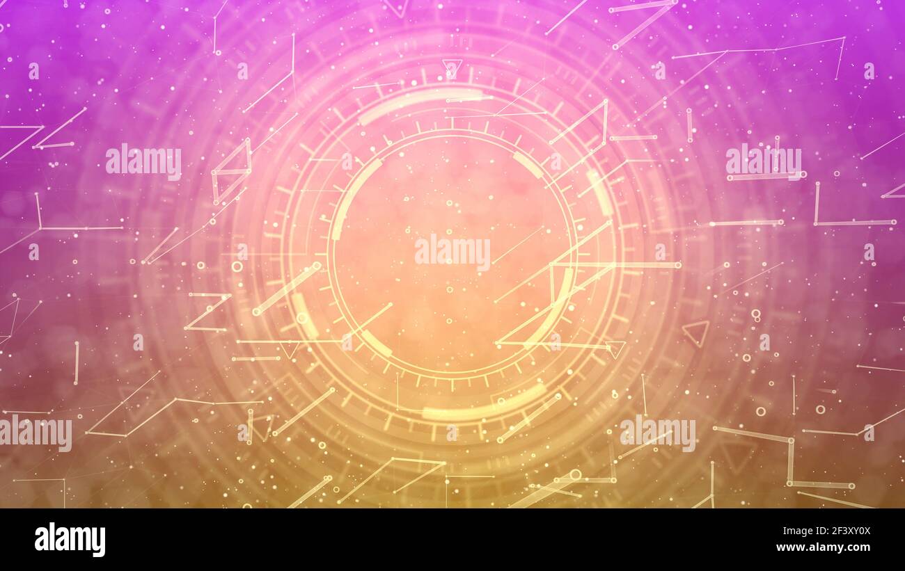 bright cyber abstract background of moving ui or hud circles, science ...