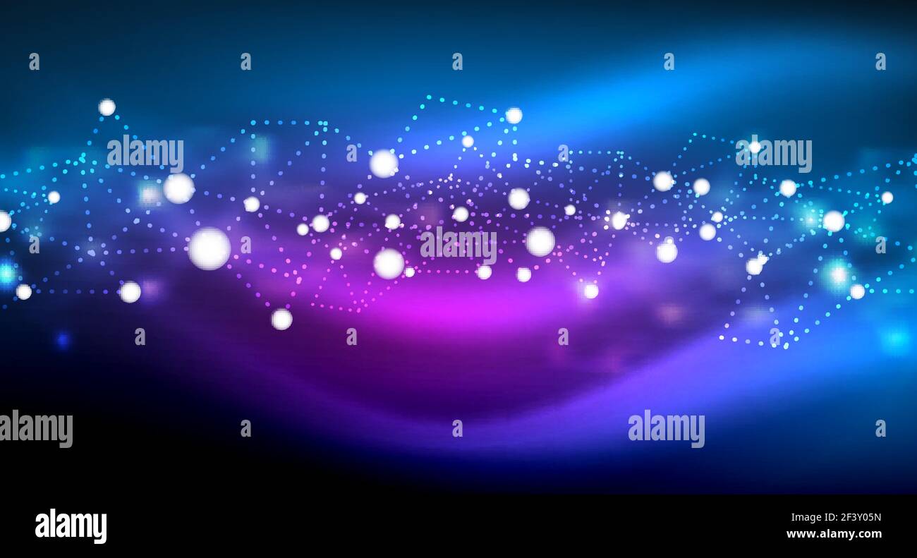 Shiny stars, neon glowing digital connected light dots. Shiny stars ...