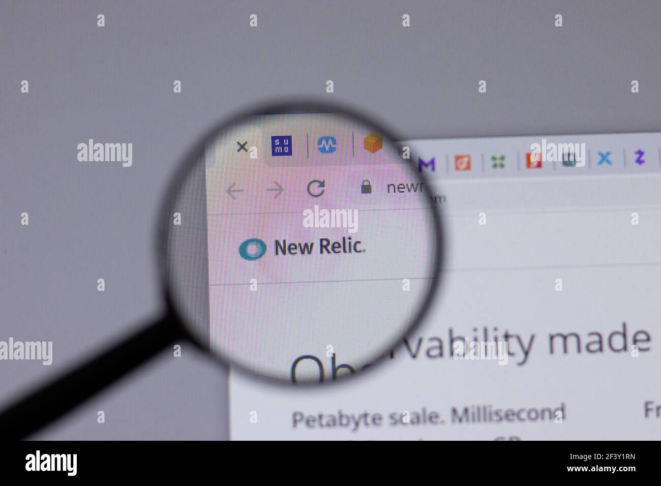 New York, USA - 18 March 2021: New Relic company logo icon on website ...