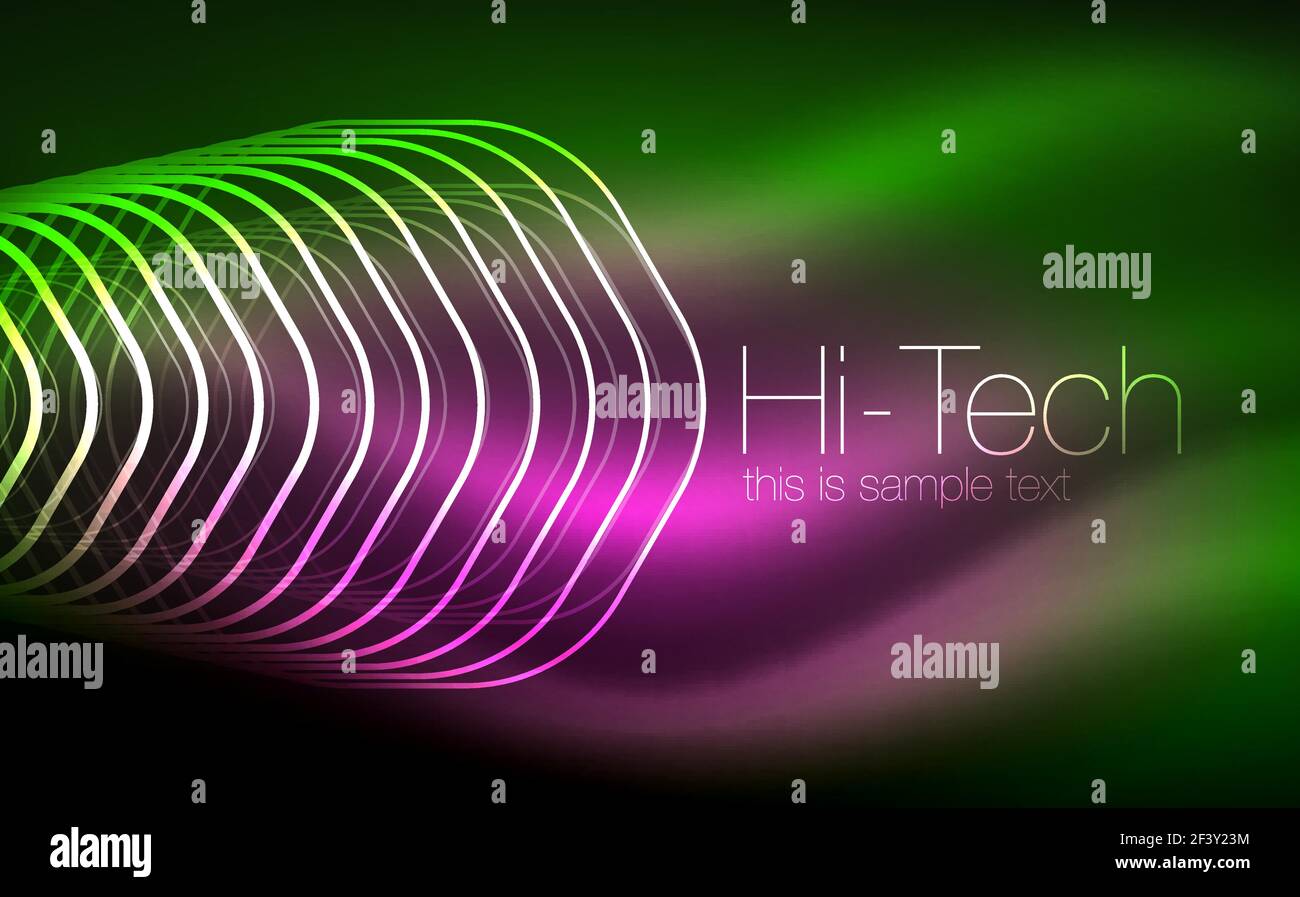 Outline hexagons, glowing geometric shapes, digital techno abstract ...