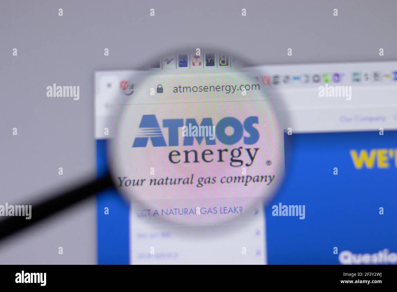 New York, USA - 18 March 2021: Atmos Energy company logo icon on ...