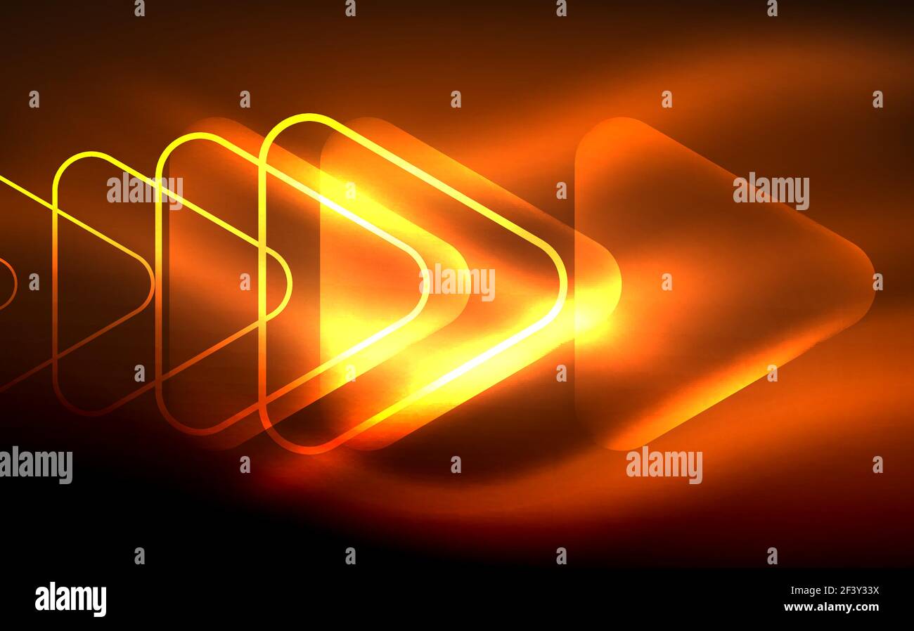 Glowing vector triangle geometric shapes in dark space. Glowing vector ...