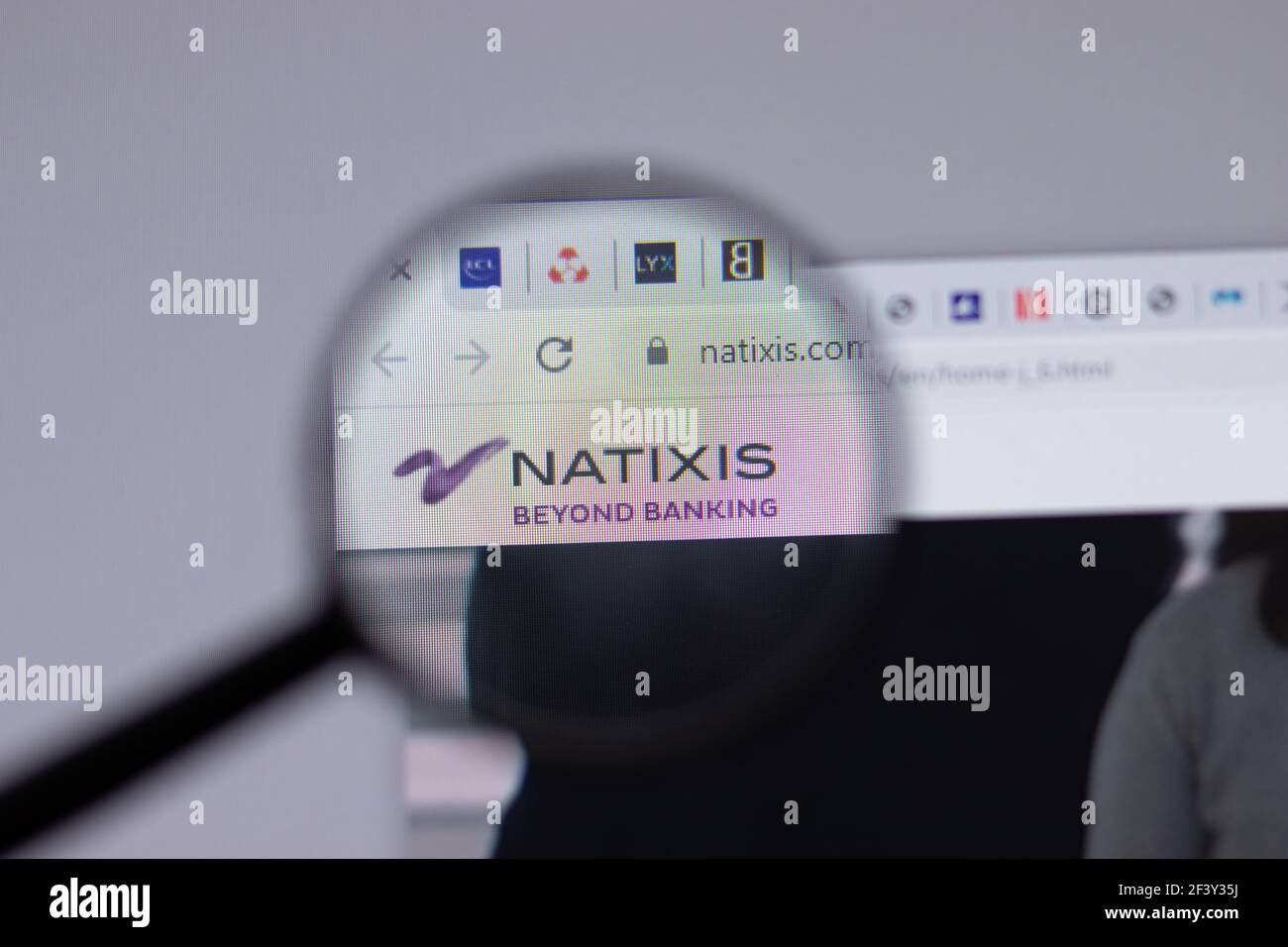 New York, USA - 18 March 2021: Natixis company logo icon on website ...