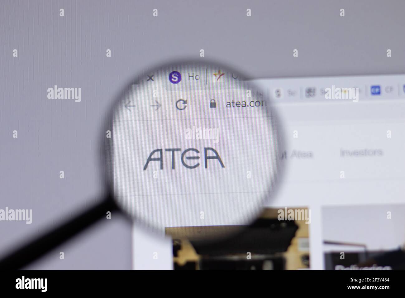 New York, USA - 18 March 2021: Atea company logo icon on website ...