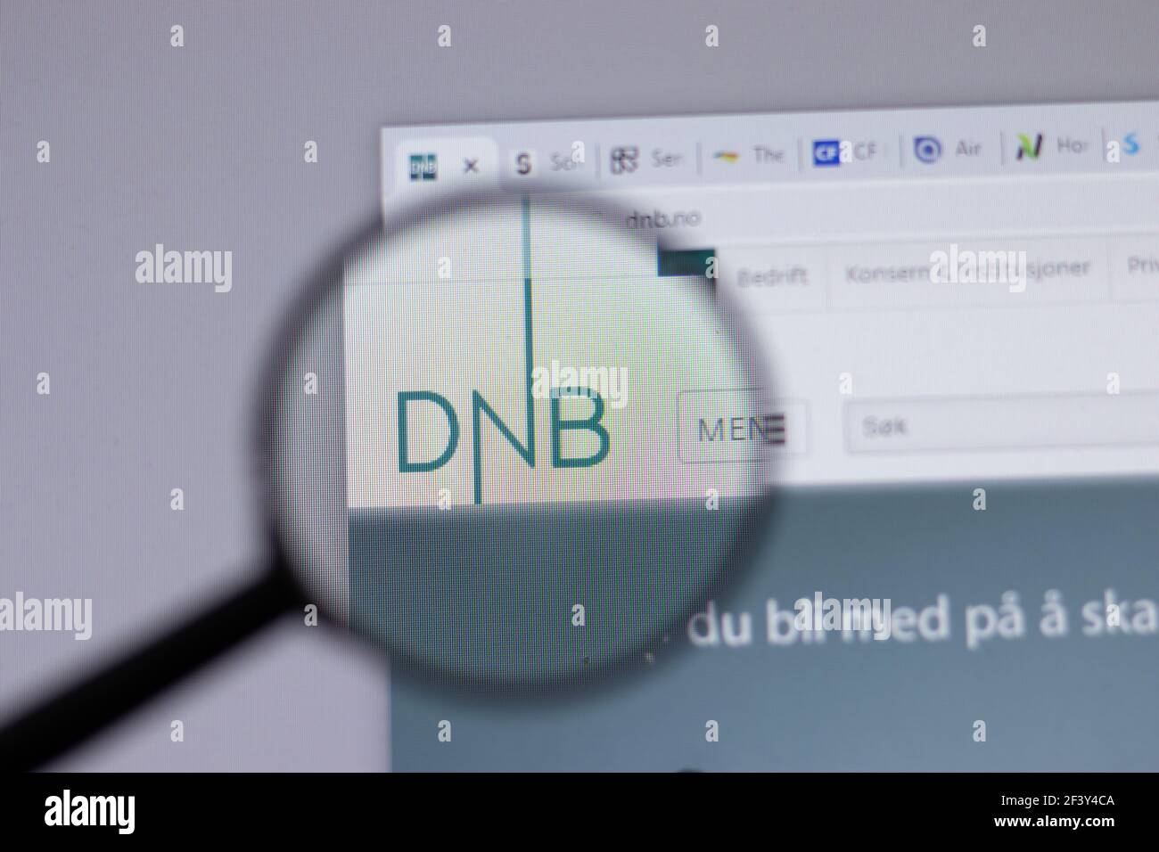 New York, USA - 18 March 2021: DNB ASA company logo icon on website ...