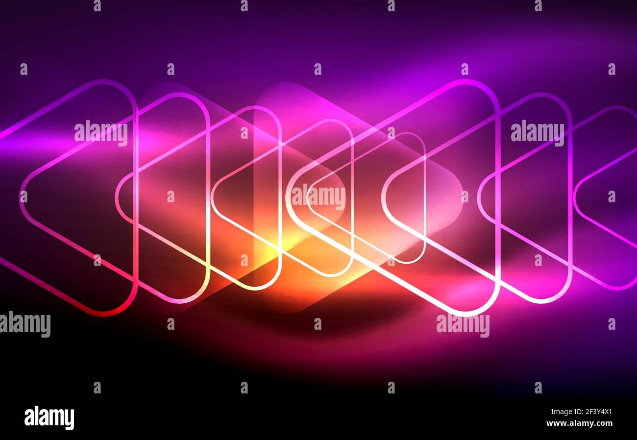 Glowing vector triangle geometric shapes in dark space. Glowing vector ...
