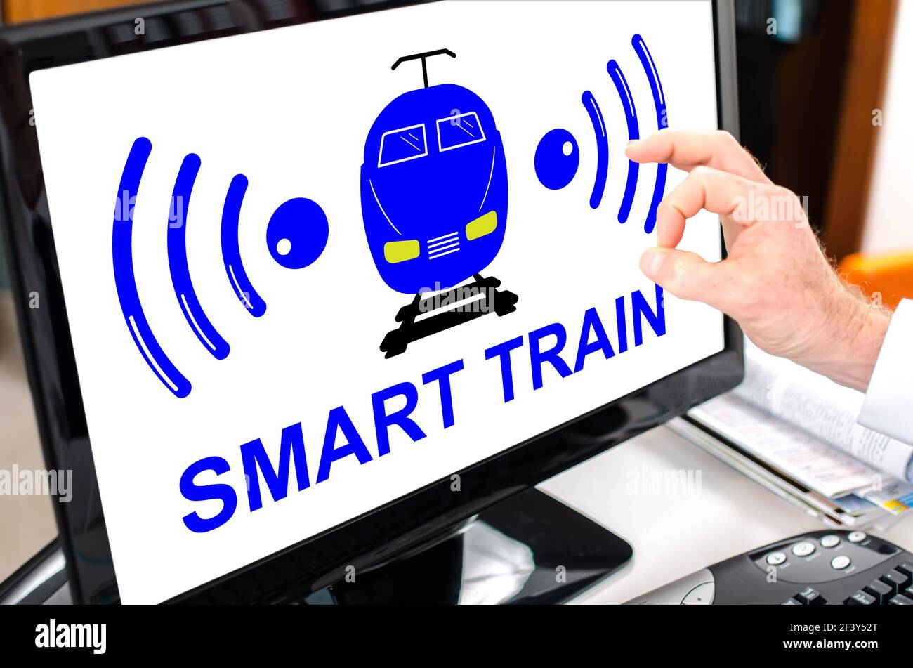 Smart train concept shown on a computer screen Stock Photo - Alamy