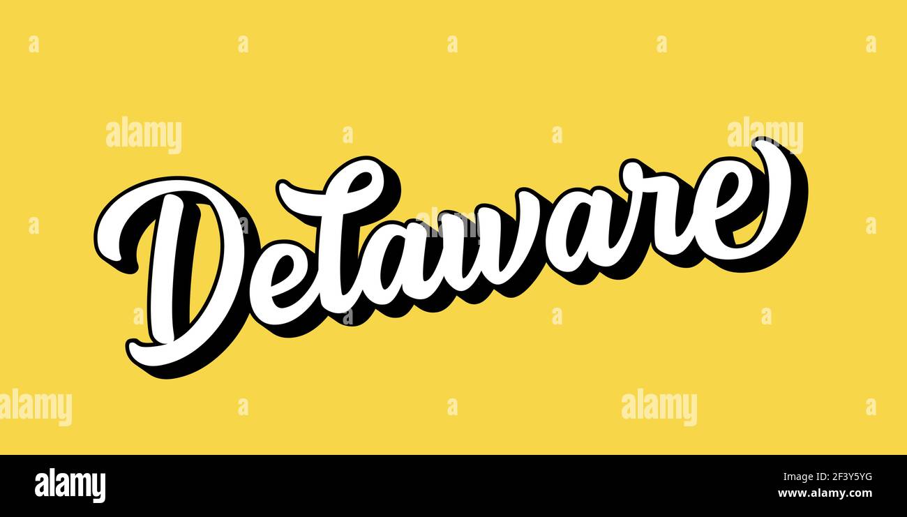 Hand sketched DELAWARE text. 3D vintage, retro lettering for poster ...