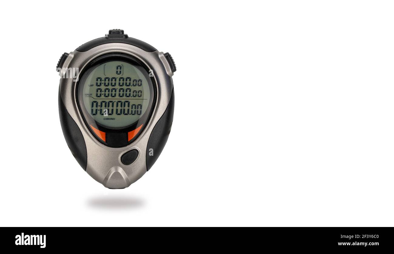 digital stopwatch isolated on white background. electronic meter, sport ...