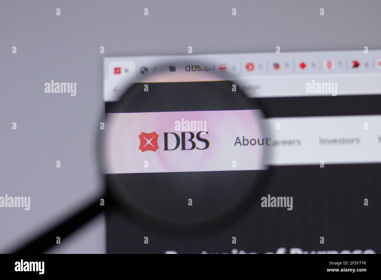 New York, USA - 18 March 2021: DBS Bank company logo icon on website ...