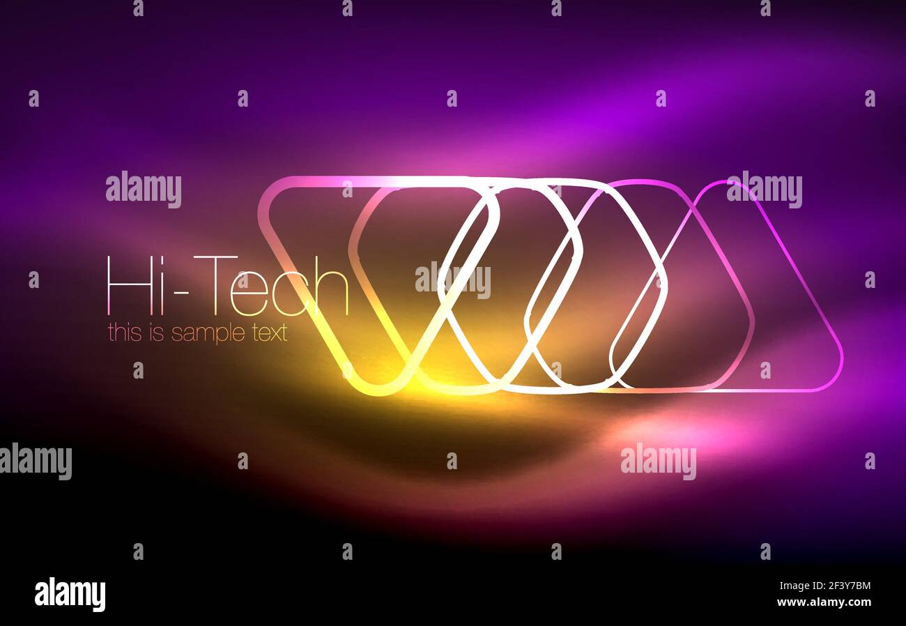 Glowing vector triangle geometric shapes in dark space. Glowing vector ...