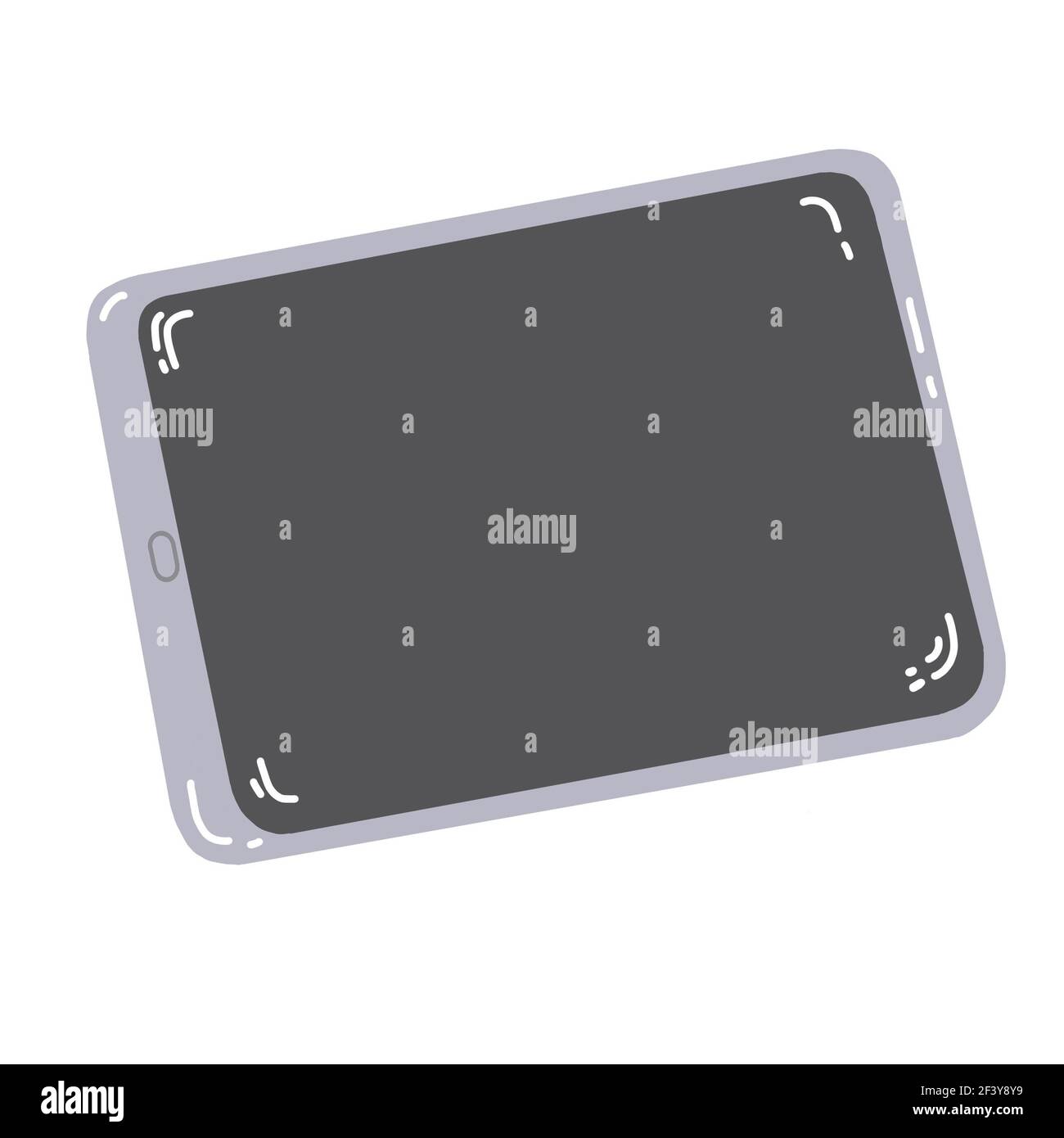 An illustration of a digital silver tablet with a touchpad on a white ...
