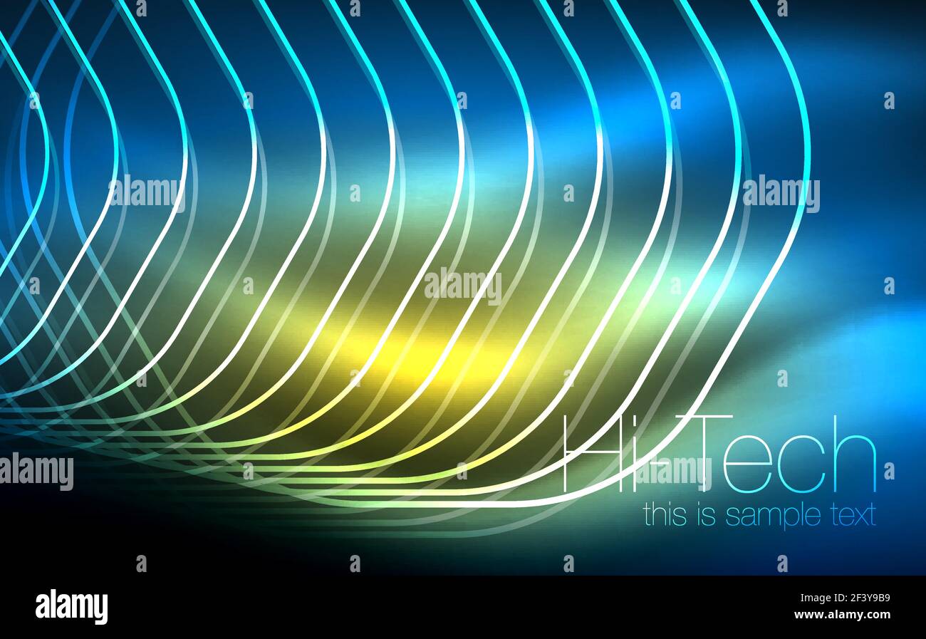 Outline hexagons, glowing geometric shapes, digital techno abstract ...