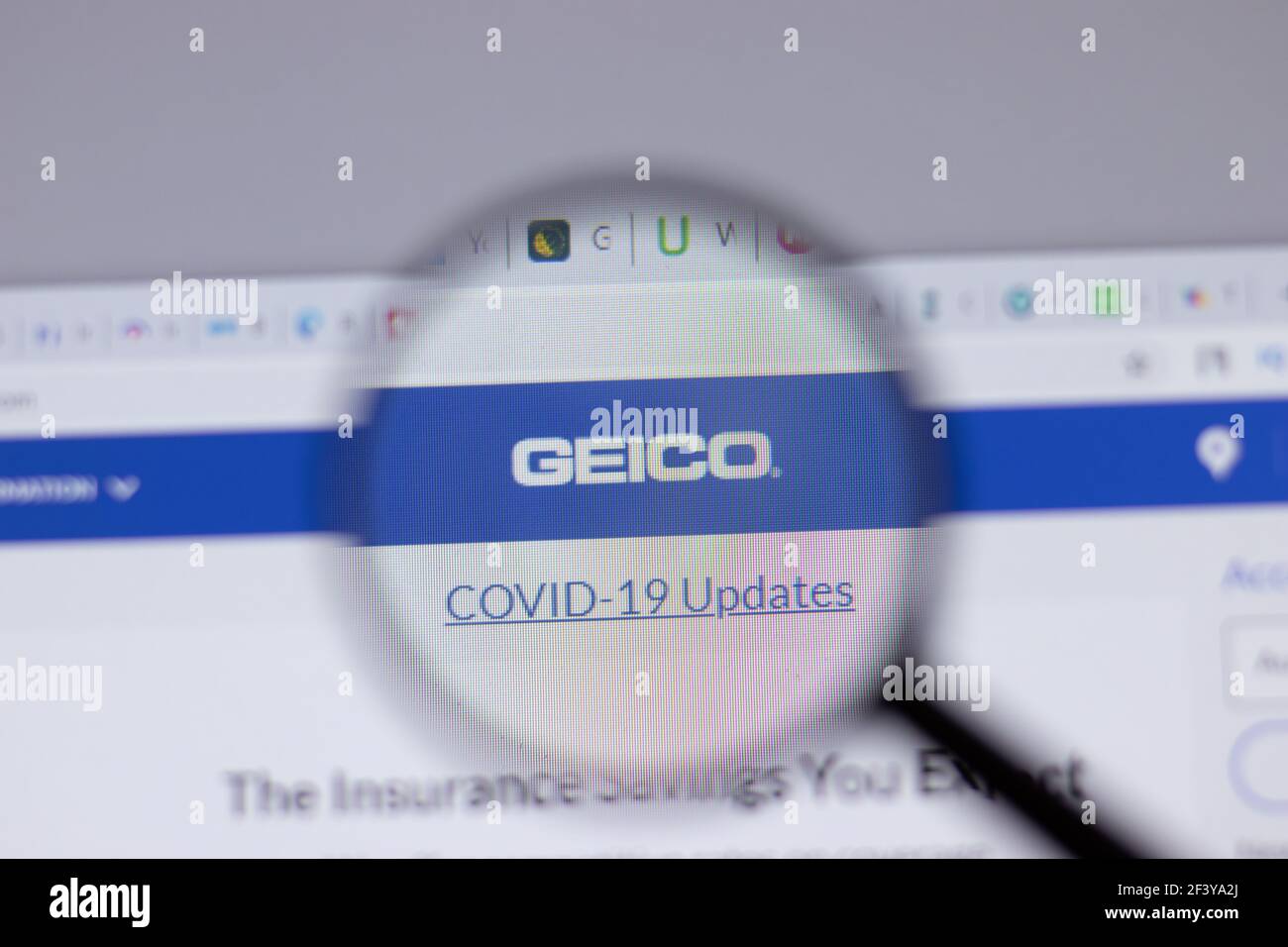 New York, USA - 18 March 2021: GEICO company logo icon on website ...