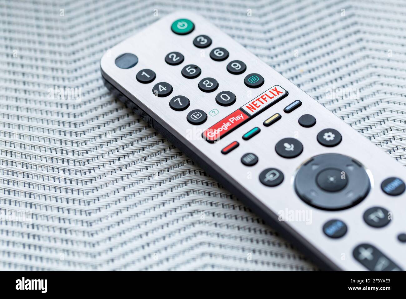 Warsaw, Poland, January 29, 2021: Remote controler with Netflix and ...