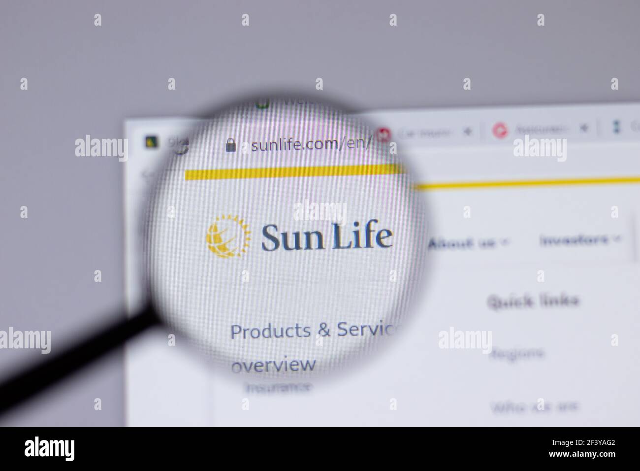 New York, USA - 18 March 2021: Sun Life Financial company logo icon on ...