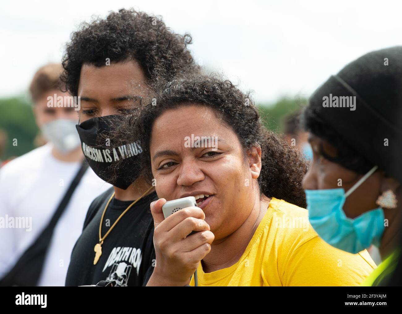 Anti-racism campaigners with signs, at the Black Lives Matter ...