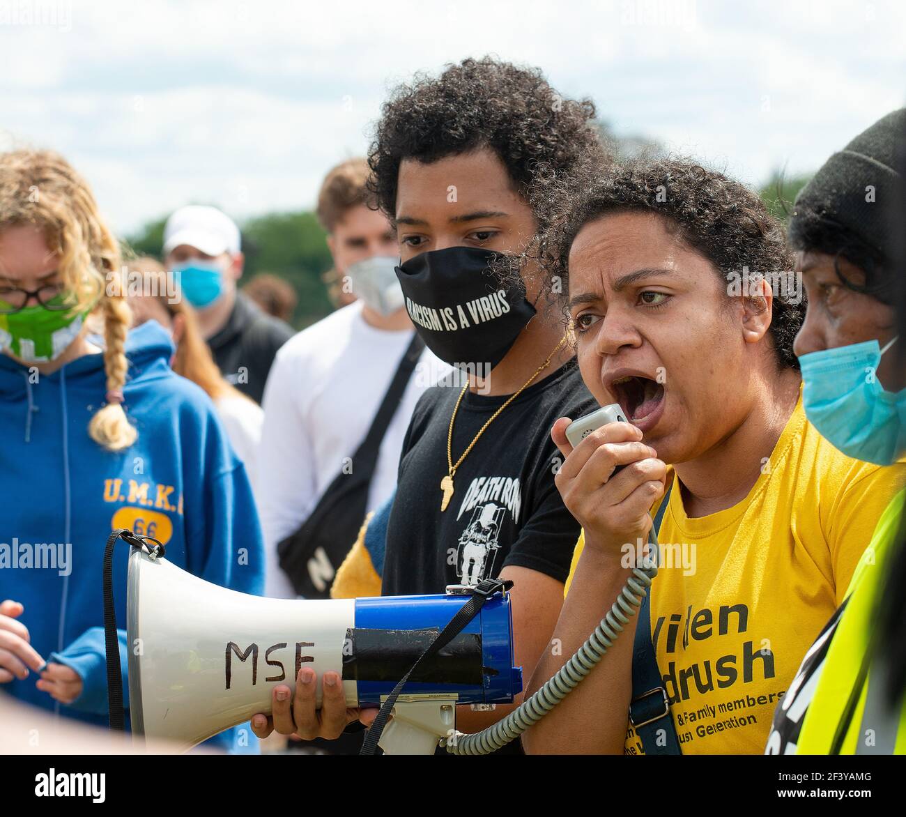 Anti-racism campaigners with signs, at the Black Lives Matter ...