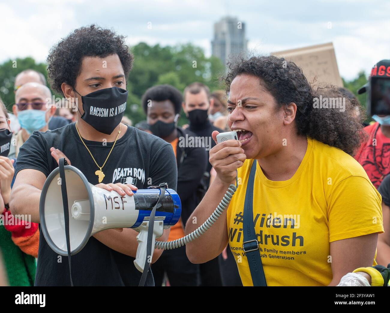 Anti-racism campaigners with signs, at the Black Lives Matter ...