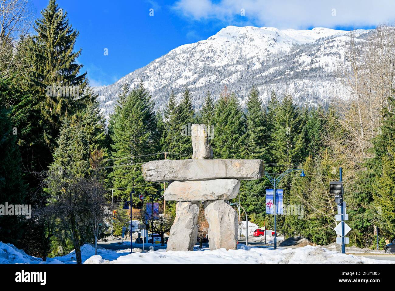 Large stone Inukshuk, Whistler, British Columbia, Canada Stock Photo ...