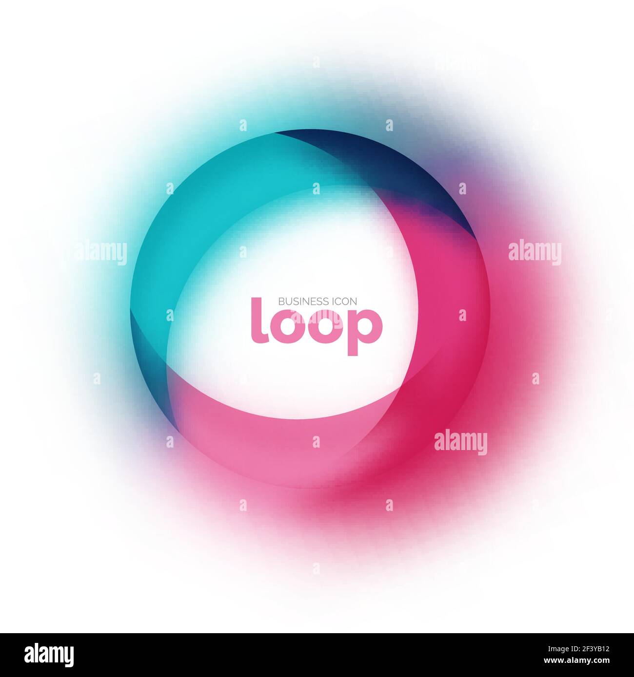 Loop circle business icon, created with glass transparent color shapes ...