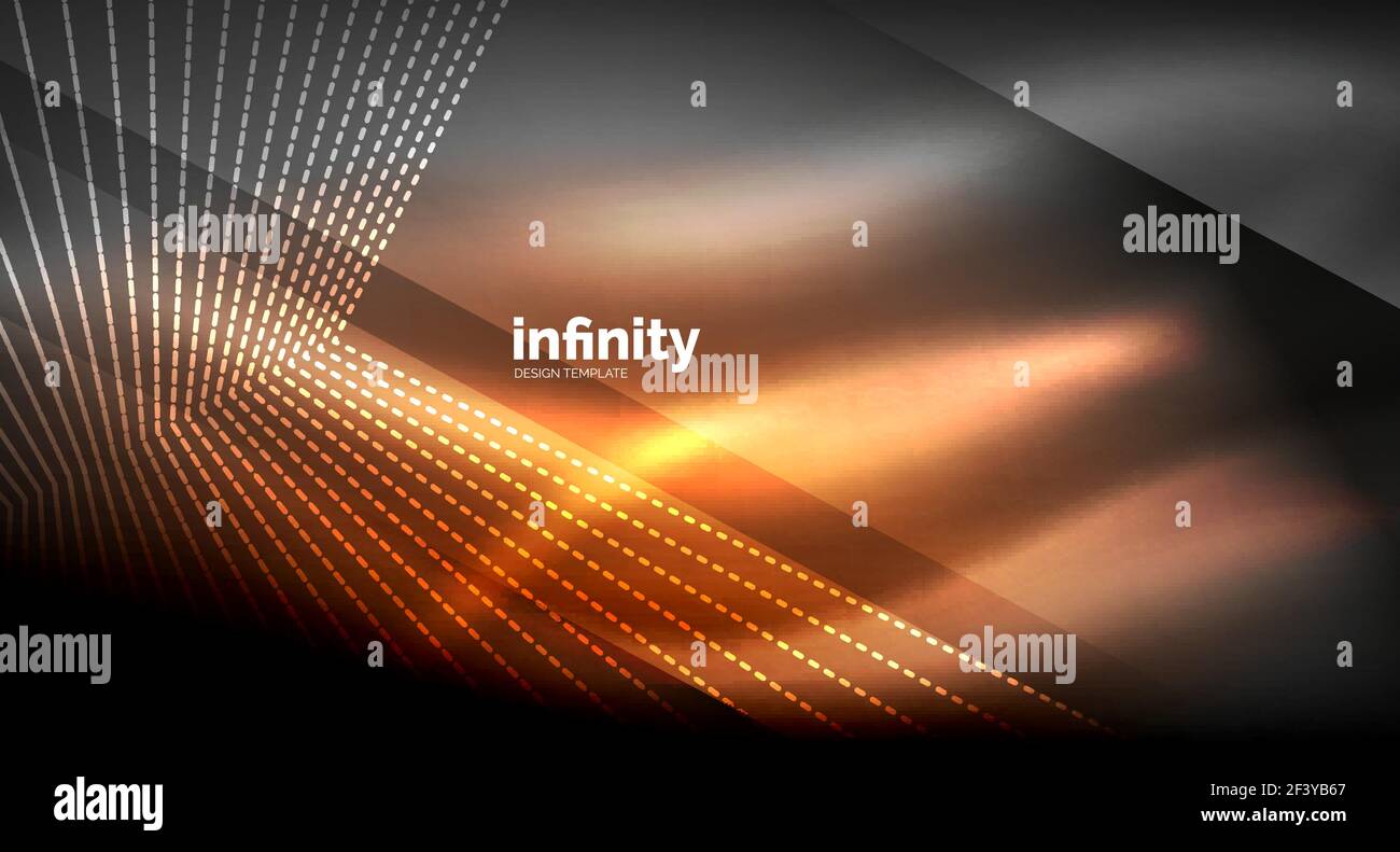 Shiny straight lines on dark background, techno digital modern template ...