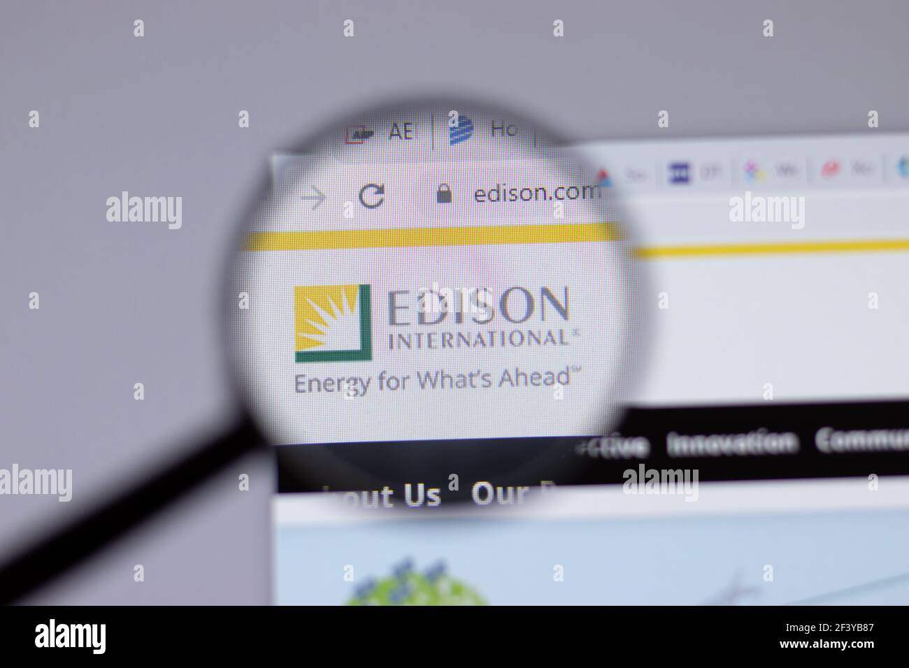 New York, USA - 18 March 2021: Edison International company logo icon ...