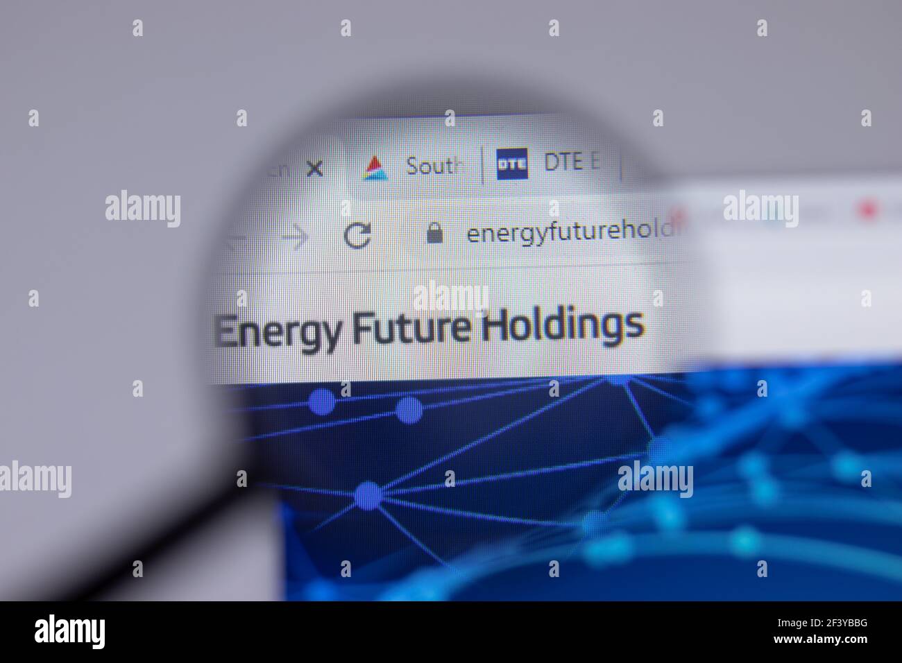 New York, USA - 18 March 2021: Energy Future Holdings company logo icon on website, Illustrative ...