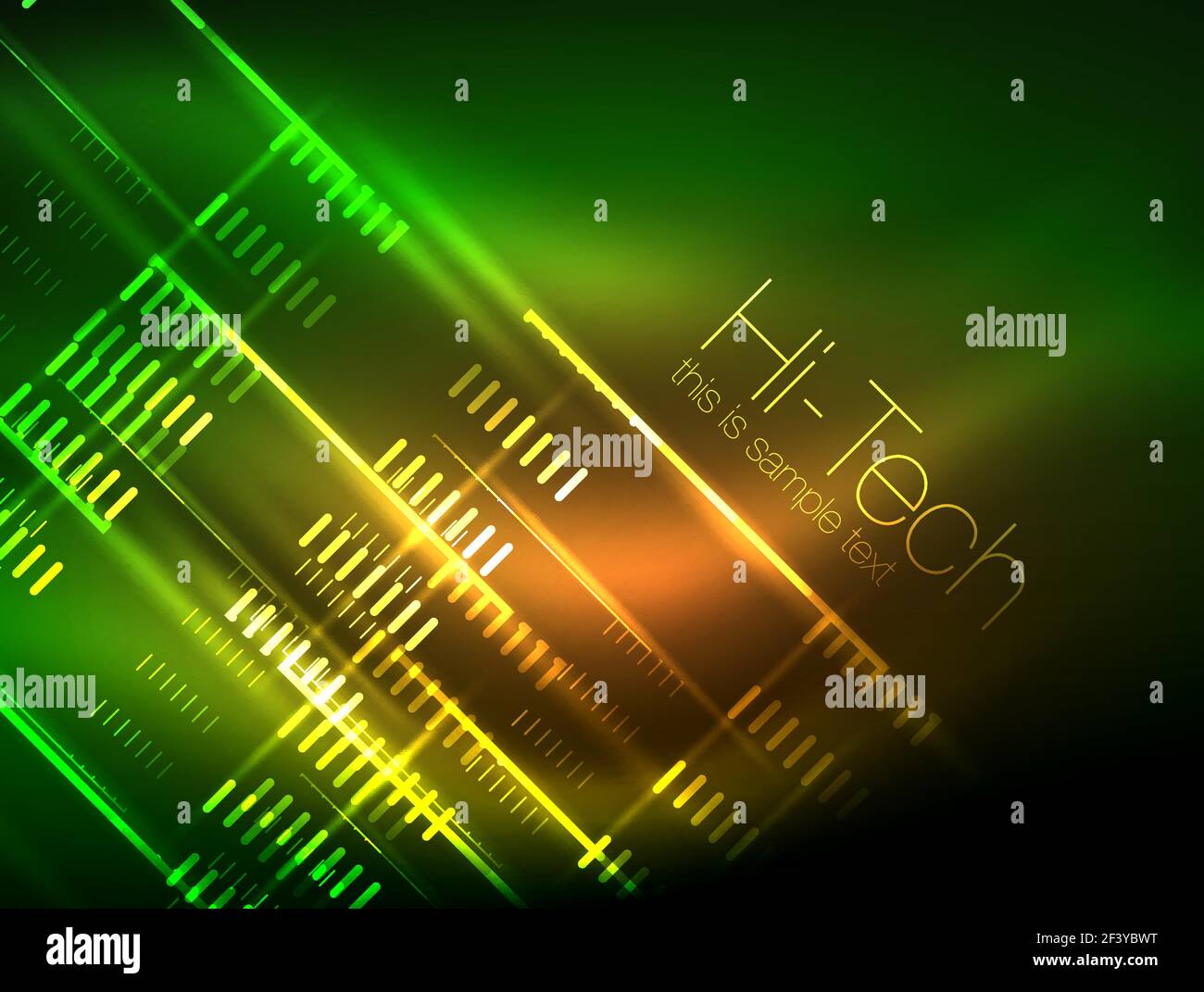 Futuristic neon lights on dark background, digital abstract techno ...