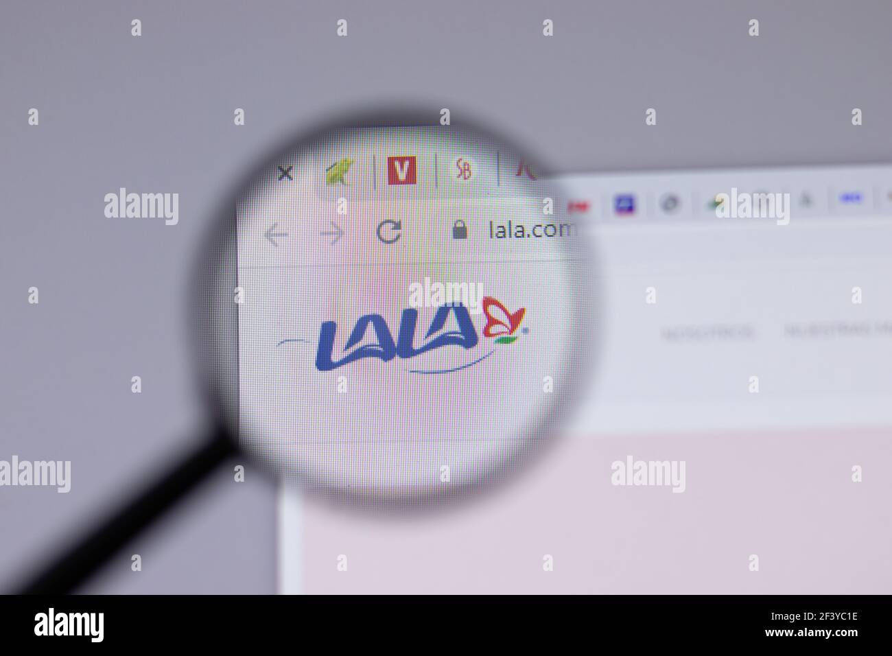 New York, USA - 18 March 2021: Grupo Lala company logo icon on website ...