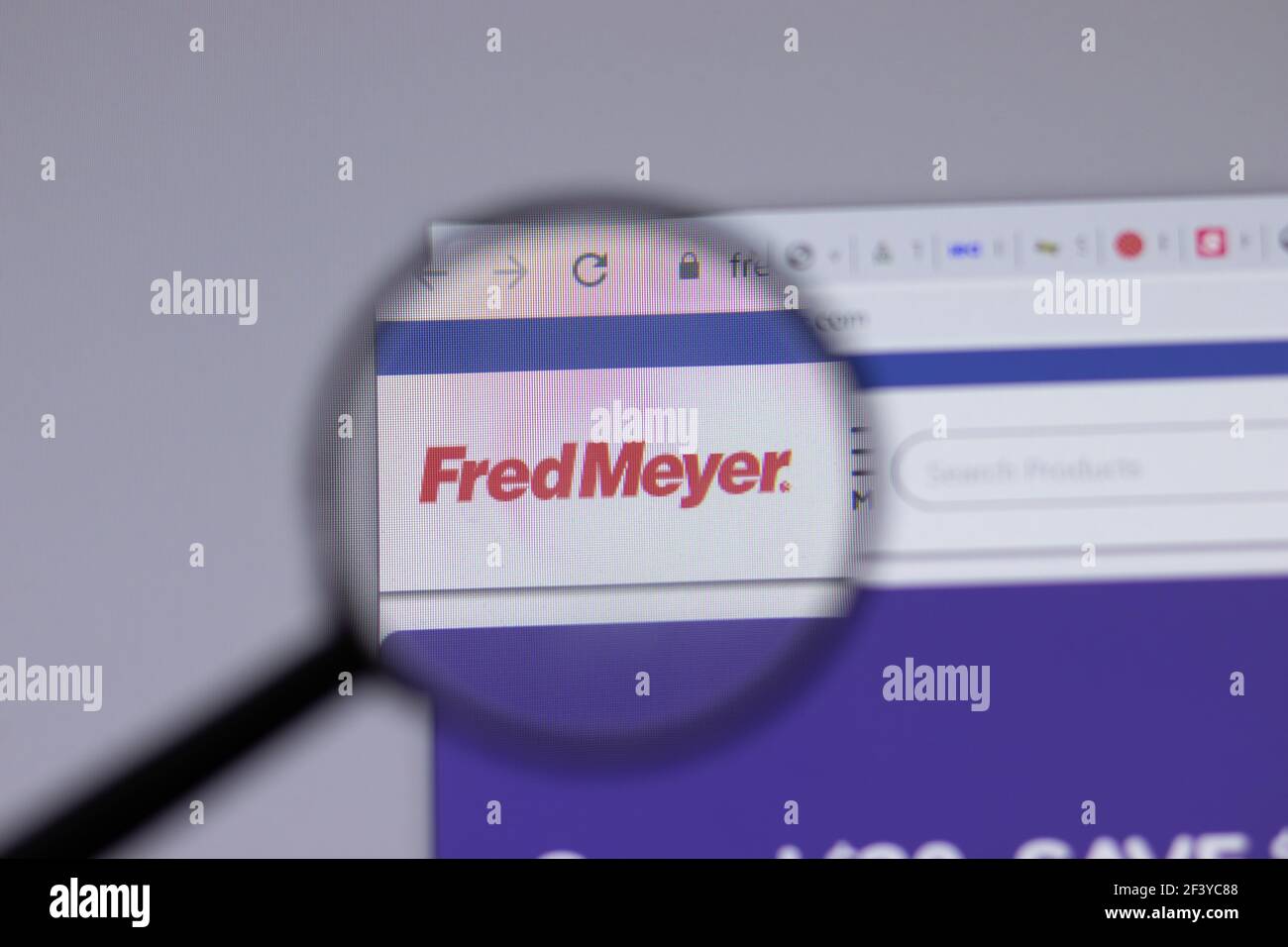 New York, USA - 18 March 2021: Fred Meyer company logo icon on website ...