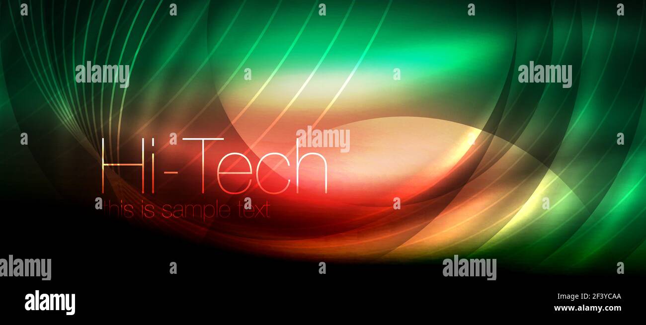 Glossy light effect neon glowing waves, shiny lights. Glossy light ...